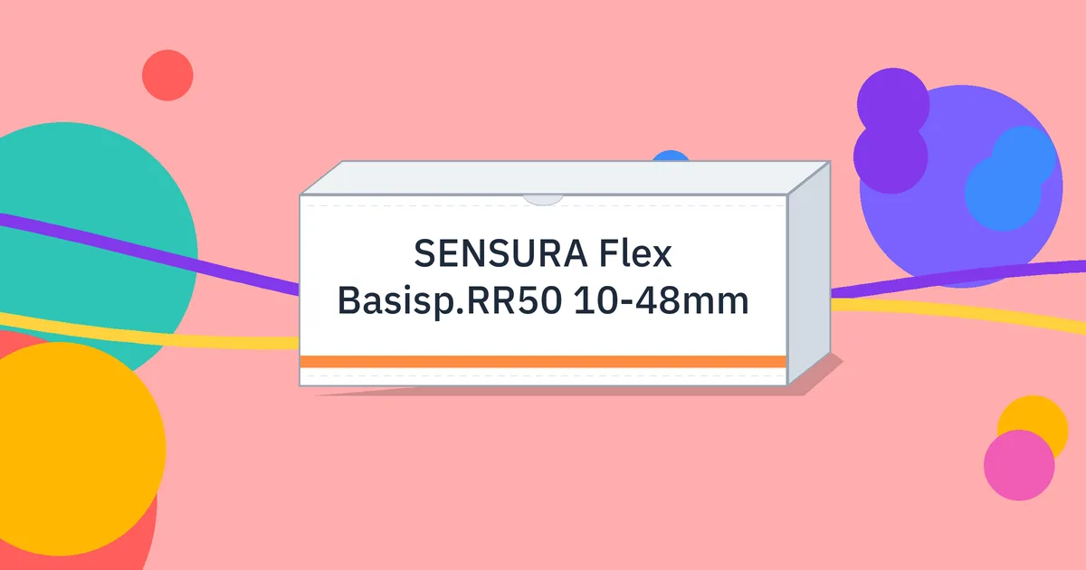 Symbolbild: Packung mit der Aufschrift SENSURA Flex Basisp.RR50 10-48mm (PZN 00513432) – Verfügbarkeit und Bezug in Apotheken in Frankfurt am Main