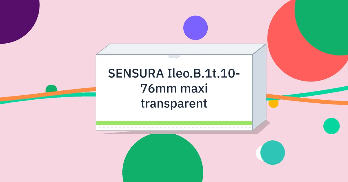Symbolbild: Packung mit der Aufschrift SENSURA Ileo.B.1t.10-76mm maxi transparent (PZN 03029398) – Verfügbarkeit und Bezug in Apotheken in Frankfurt am Main