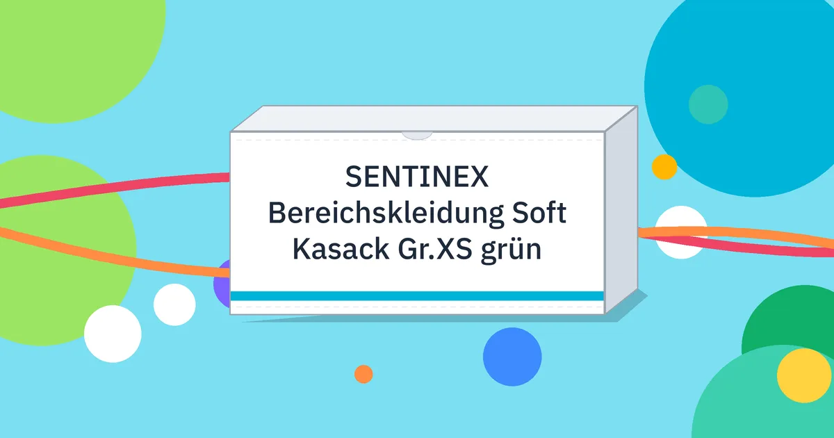 Symbolbild: Packung mit der Aufschrift SENTINEX Bereichskleidung Soft Kasack Gr.XS grün (PZN 09737618) – Verfügbarkeit und Bezug in Apotheken in Frankfurt am Main