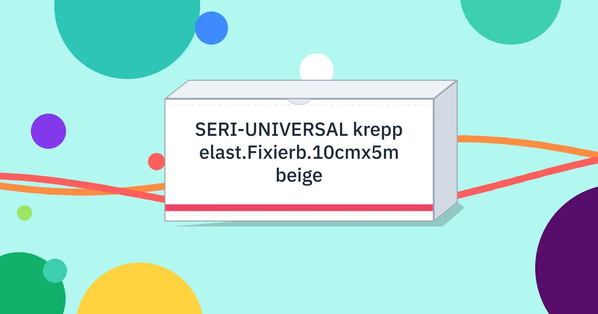Symbolbild: Packung mit der Aufschrift SERI-UNIVERSAL krepp elast.Fixierb.10cmx5m beige (PZN 20891745) – Verfügbarkeit und Bezug in Apotheken in Frankfurt am Main