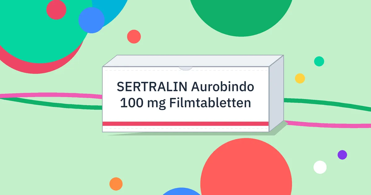 Symbolbild: Packung mit der Aufschrift SERTRALIN Aurobindo 100 mg Filmtabletten (PZN 03669732) – Verfügbarkeit und Bezug in Apotheken in Frankfurt am Main
