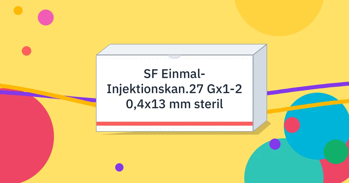 Symbolbild: Packung mit der Aufschrift SF Einmal-Injektionskan.27 Gx1-2 0,4x13 mm steril (PZN 17280831) – Verfügbarkeit und Bezug in Apotheken in Frankfurt am Main