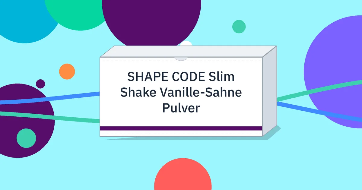 Symbolbild: Packung mit der Aufschrift SHAPE CODE Slim Shake Vanille-Sahne Pulver (PZN 17386328) – Verfügbarkeit und Bezug in Apotheken in Frankfurt am Main