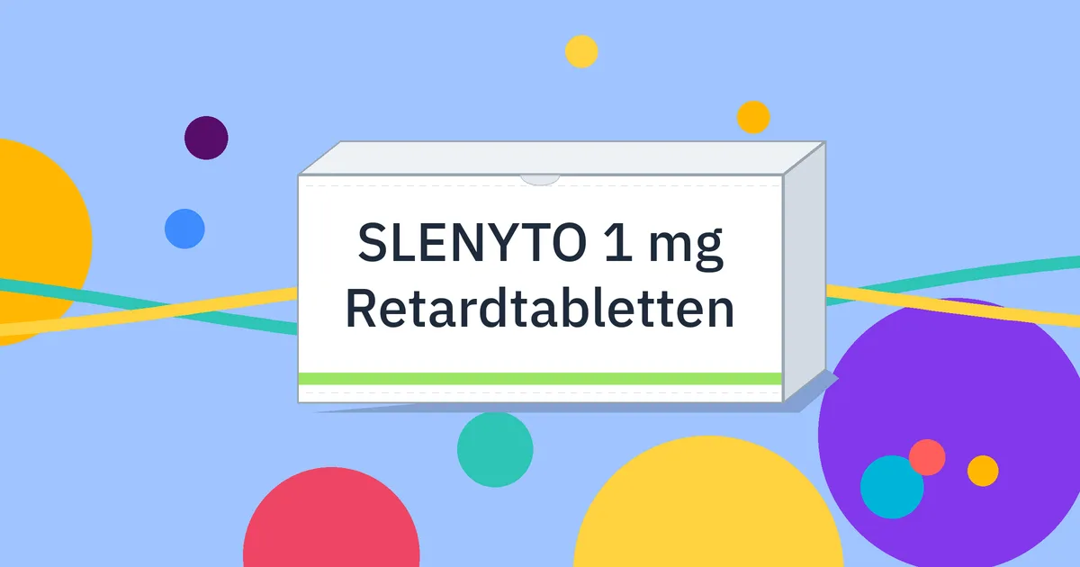 Symbolbild: Packung mit der Aufschrift SLENYTO 1 mg Retardtabletten (PZN 19445578) – Verfügbarkeit und Bezug in Apotheken in Frankfurt am Main