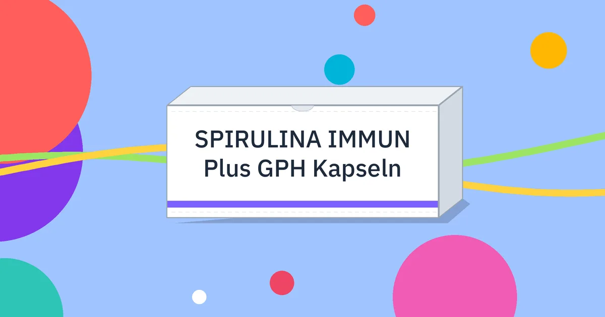 Symbolbild: Packung mit der Aufschrift SPIRULINA IMMUN Plus GPH Kapseln (PZN 20856996) – Verfügbarkeit und Bezug in Apotheken in Frankfurt am Main