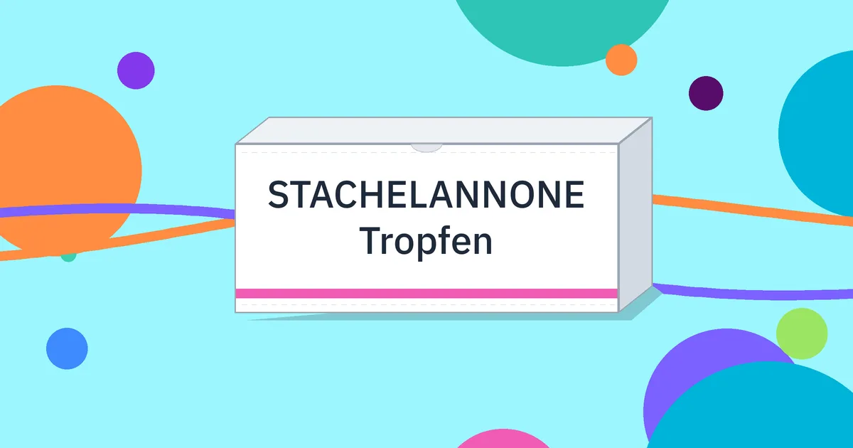 Symbolbild: Packung mit der Aufschrift STACHELANNONE Tropfen (PZN 18396240) – Verfügbarkeit und Bezug in Apotheken in Frankfurt am Main