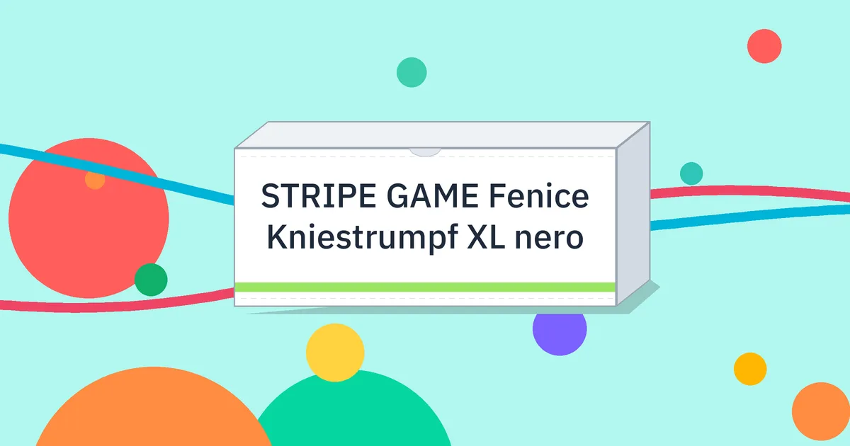 Symbolbild: Packung mit der Aufschrift STRIPE GAME Fenice Kniestrumpf XL nero (PZN 20209392) – Verfügbarkeit und Bezug in Apotheken in Frankfurt am Main