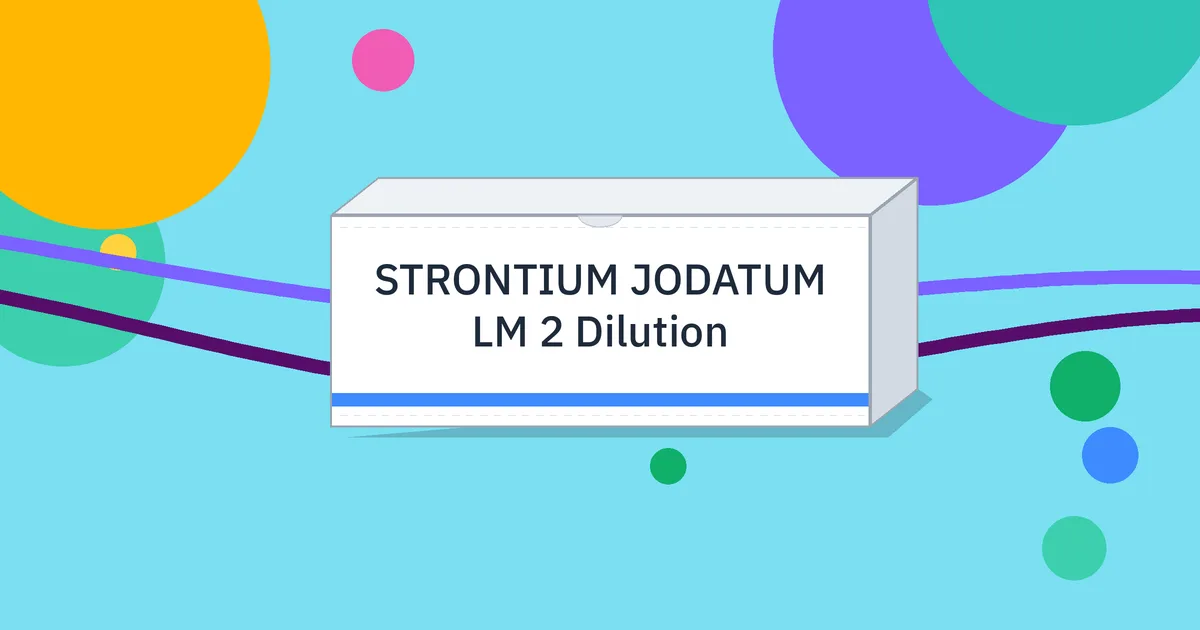 Symbolbild: Packung mit der Aufschrift STRONTIUM JODATUM LM 2 Dilution (PZN 13203874) – Verfügbarkeit und Bezug in Apotheken in Frankfurt am Main