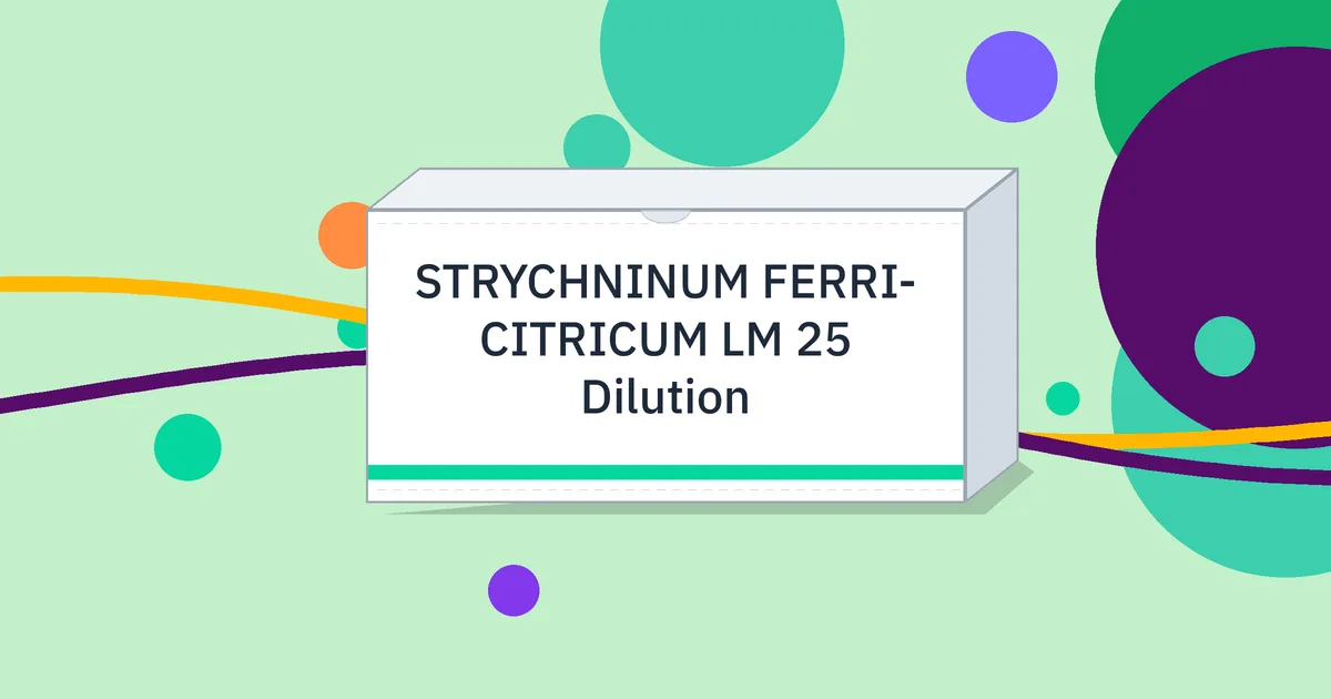 Symbolbild: Packung mit der Aufschrift STRYCHNINUM FERRI-CITRICUM LM 25 Dilution (PZN 13206401) – Verfügbarkeit und Bezug in Apotheken in Frankfurt am Main