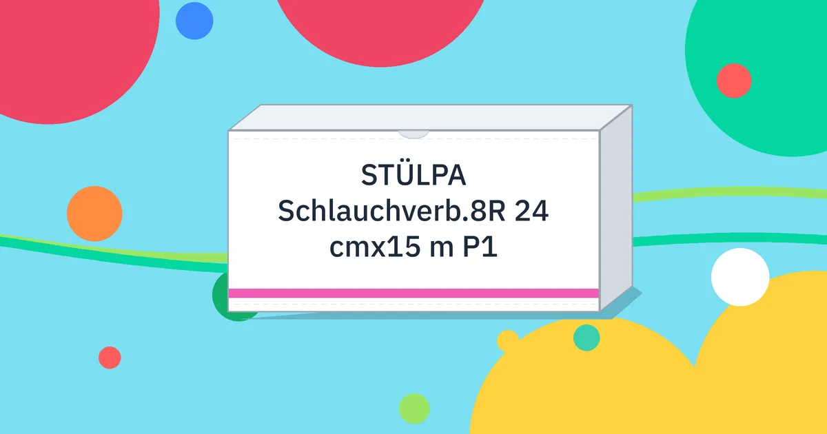 Symbolbild: Packung mit der Aufschrift STÜLPA Schlauchverb.8R 24 cmx15 m P1 (PZN 16260039) – Verfügbarkeit und Bezug in Apotheken in Frankfurt am Main