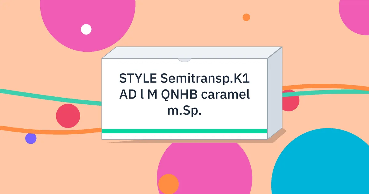 Symbolbild: Packung mit der Aufschrift STYLE Semitransp.K1 AD l M QNHB caramel m.Sp. (PZN 18870256) – Verfügbarkeit und Bezug in Apotheken in Frankfurt am Main