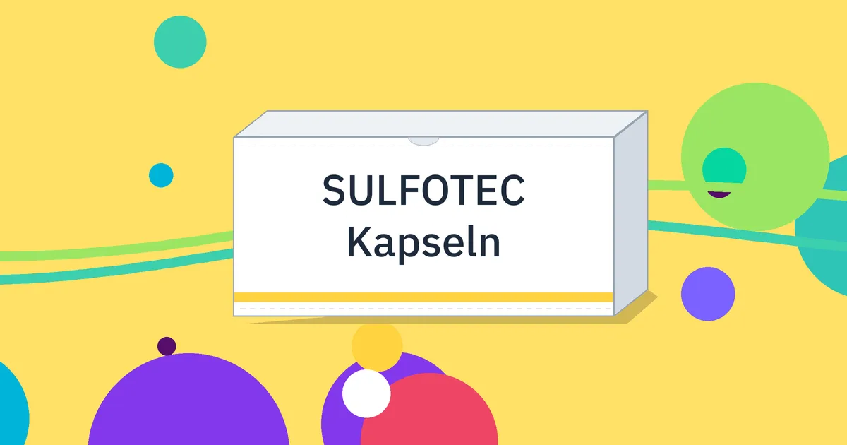 Symbolbild: Packung mit der Aufschrift SULFOTEC Kapseln (PZN 02571959) – Verfügbarkeit und Bezug in Apotheken in Frankfurt am Main