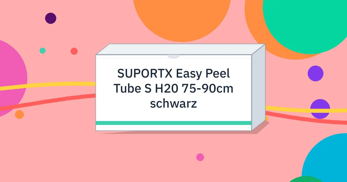 Symbolbild: Packung mit der Aufschrift SUPORTX Easy Peel Tube S H20 75-90cm schwarz (PZN 09486725) – Verfügbarkeit und Bezug in Apotheken in Frankfurt am Main