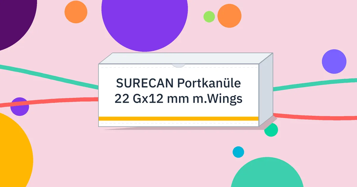 Symbolbild: Packung mit der Aufschrift SURECAN Portkanüle 22 Gx12 mm m.Wings (PZN 16784469) – Verfügbarkeit und Bezug in Apotheken in Frankfurt am Main