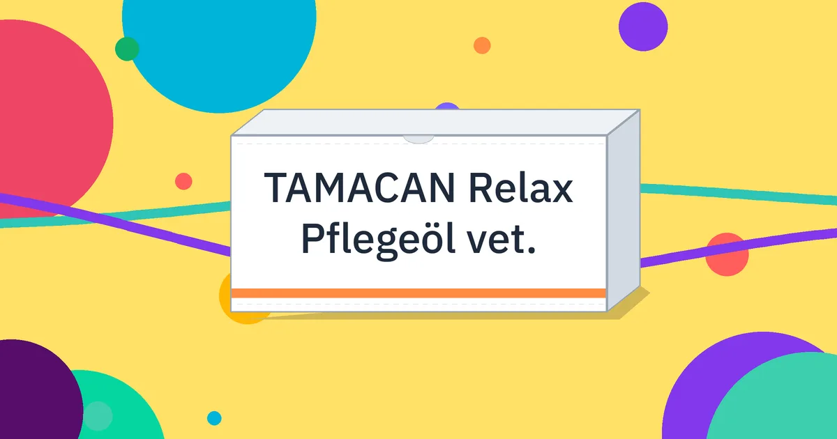 Symbolbild: Packung mit der Aufschrift TAMACAN Relax Pflegeöl vet. (PZN 19845409) – Verfügbarkeit und Bezug in Apotheken in Frankfurt am Main