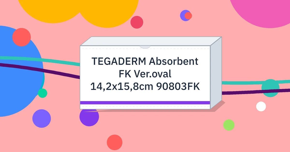 Symbolbild: Packung mit der Aufschrift TEGADERM Absorbent FK Ver.oval 14,2x15,8cm 90803FK (PZN 18320283) – Verfügbarkeit und Bezug in Apotheken in Frankfurt am Main