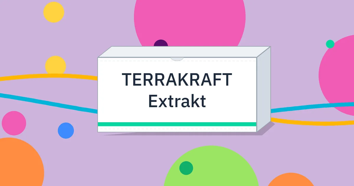 Symbolbild: Packung mit der Aufschrift TERRAKRAFT Extrakt (PZN 00611927) – Verfügbarkeit und Bezug in Apotheken in Frankfurt am Main