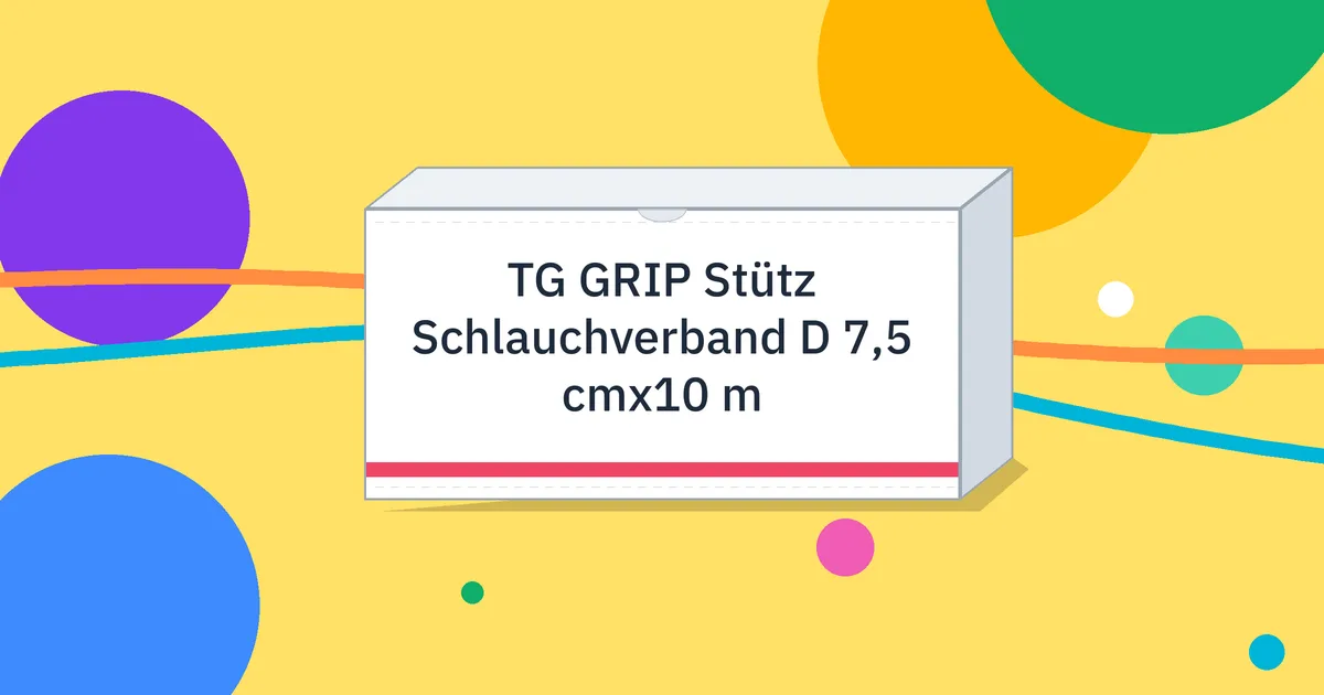 Symbolbild: Packung mit der Aufschrift TG GRIP Stütz Schlauchverband D 7,5 cmx10 m (PZN 01309395) – Verfügbarkeit und Bezug in Apotheken in Frankfurt am Main