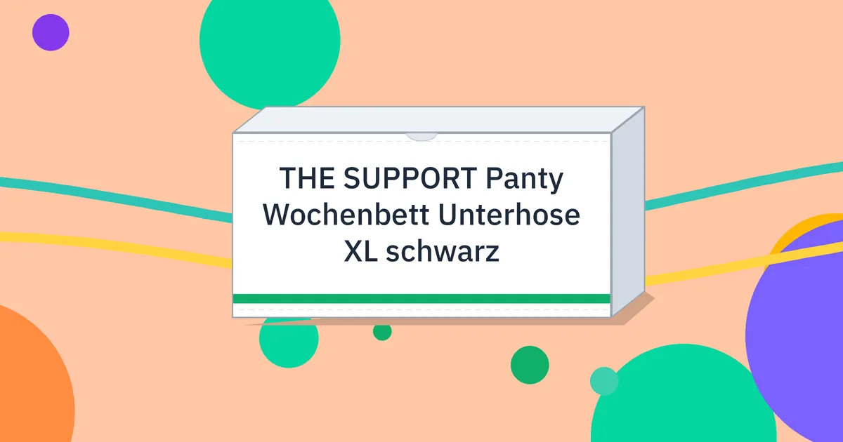 Symbolbild: Packung mit der Aufschrift THE SUPPORT Panty Wochenbett Unterhose XL schwarz (PZN 19706240) – Verfügbarkeit und Bezug in Apotheken in Frankfurt am Main