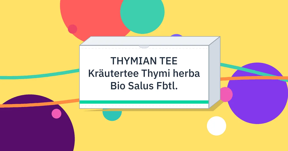 Symbolbild: Packung mit der Aufschrift THYMIAN TEE Kräutertee Thymi herba Bio Salus Fbtl. (PZN 06765755) – Verfügbarkeit und Bezug in Apotheken in Frankfurt am Main