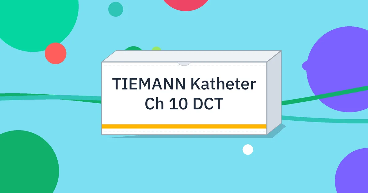 Symbolbild: Packung mit der Aufschrift TIEMANN Katheter Ch 10 DCT (PZN 02847841) – Verfügbarkeit und Bezug in Apotheken in Frankfurt am Main