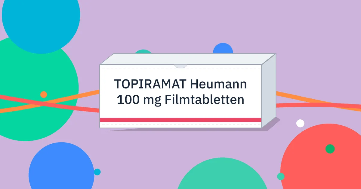 Symbolbild: Packung mit der Aufschrift TOPIRAMAT Heumann 100 mg Filmtabletten (PZN 03327859) – Verfügbarkeit und Bezug in Apotheken in Frankfurt am Main