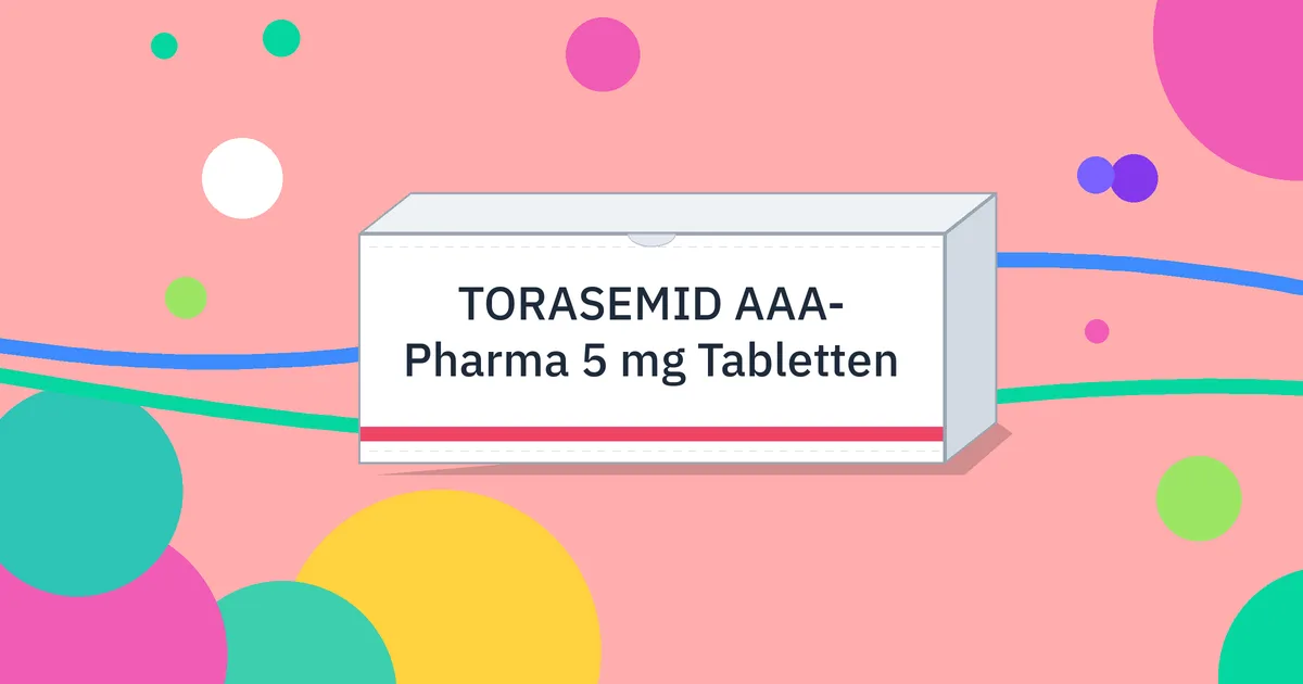 Symbolbild: Packung mit der Aufschrift TORASEMID AAA-Pharma 5 mg Tabletten (PZN 02610702) – Verfügbarkeit und Bezug in Apotheken in Frankfurt am Main
