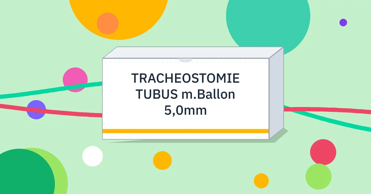 Symbolbild: Packung mit der Aufschrift TRACHEOSTOMIE TUBUS m.Ballon 5,0mm (PZN 12358652) – Verfügbarkeit und Bezug in Apotheken in Frankfurt am Main