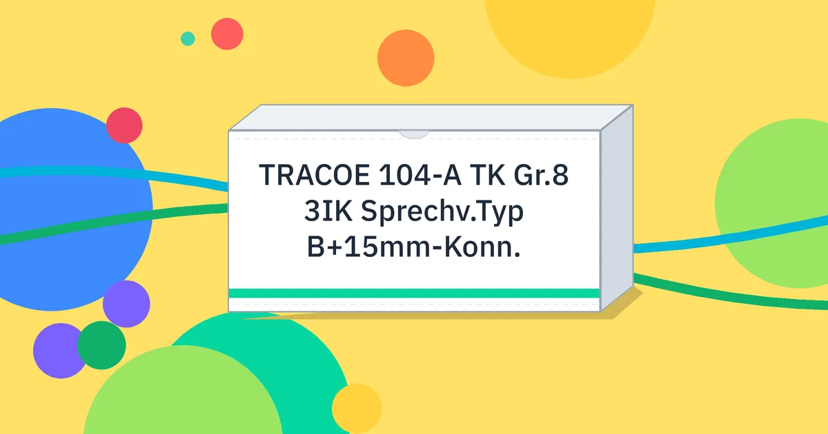 Symbolbild: Packung mit der Aufschrift TRACOE 104-A TK Gr.8 3IK Sprechv.Typ B+15mm-Konn. (PZN 02141058) – Verfügbarkeit und Bezug in Apotheken in Frankfurt am Main