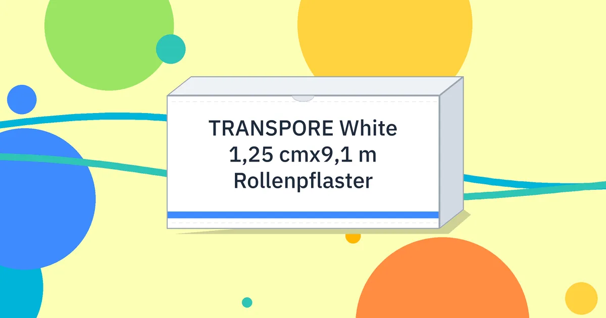 Symbolbild: Packung mit der Aufschrift TRANSPORE White 1,25 cmx9,1 m Rollenpflaster (PZN 19814484) – Verfügbarkeit und Bezug in Apotheken in Frankfurt am Main