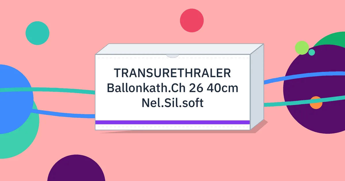 Symbolbild: Packung mit der Aufschrift TRANSURETHRALER Ballonkath.Ch 26 40cm Nel.Sil.soft (PZN 01150173) – Verfügbarkeit und Bezug in Apotheken in Frankfurt am Main