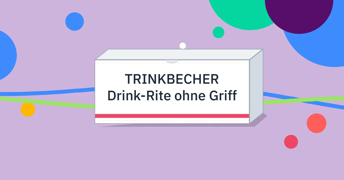 Symbolbild: Packung mit der Aufschrift TRINKBECHER Drink-Rite ohne Griff (PZN 17382218) – Verfügbarkeit und Bezug in Apotheken in Frankfurt am Main