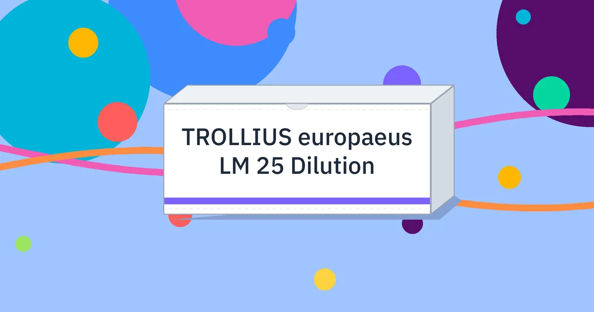 Symbolbild: Packung mit der Aufschrift TROLLIUS europaeus LM 25 Dilution (PZN 13252708) – Verfügbarkeit und Bezug in Apotheken in Frankfurt am Main