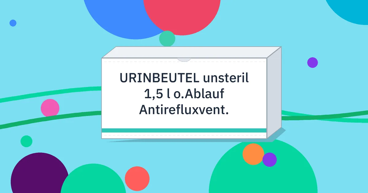 Symbolbild: Packung mit der Aufschrift URINBEUTEL unsteril 1,5 l o.Ablauf Antirefluxvent. (PZN 11144819) – Verfügbarkeit und Bezug in Apotheken in Frankfurt am Main