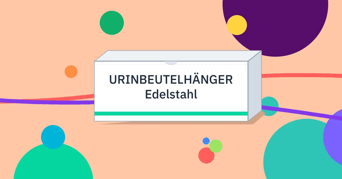 Symbolbild: Packung mit der Aufschrift URINBEUTELHÄNGER Edelstahl (PZN 07593339) – Verfügbarkeit und Bezug in Apotheken in Frankfurt am Main
