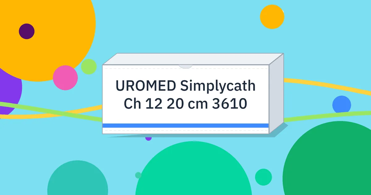 Symbolbild: Packung mit der Aufschrift UROMED Simplycath Ch 12 20 cm 3610 (PZN 00230970) – Verfügbarkeit und Bezug in Apotheken in Frankfurt am Main