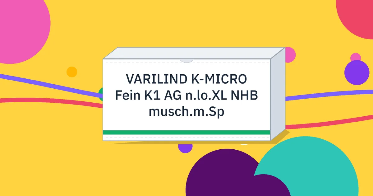 Symbolbild: Packung mit der Aufschrift VARILIND K-MICRO Fein K1 AG n.lo.XL NHB musch.m.Sp (PZN 20555562) – Verfügbarkeit und Bezug in Apotheken in Frankfurt am Main