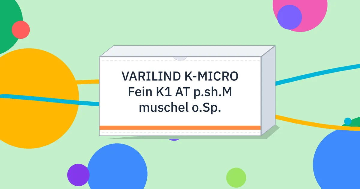 Symbolbild: Packung mit der Aufschrift VARILIND K-MICRO Fein K1 AT p.sh.M muschel o.Sp. (PZN 20553020) – Verfügbarkeit und Bezug in Apotheken in Frankfurt am Main
