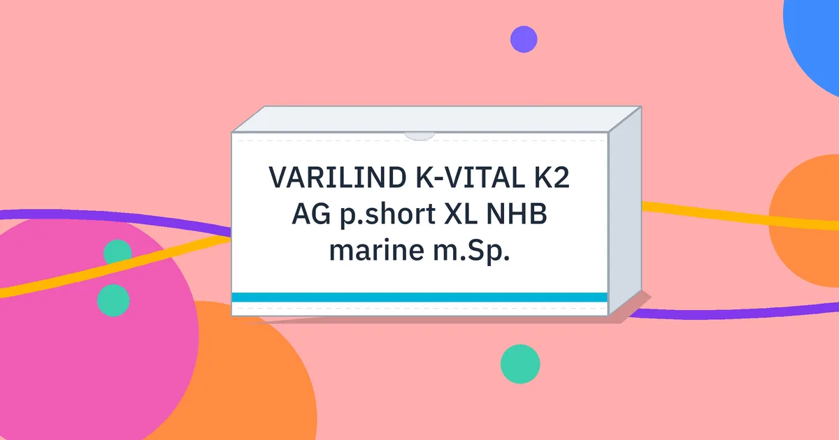 Symbolbild: Packung mit der Aufschrift VARILIND K-VITAL K2 AG p.short XL NHB marine m.Sp. (PZN 20564756) – Verfügbarkeit und Bezug in Apotheken in Frankfurt am Main