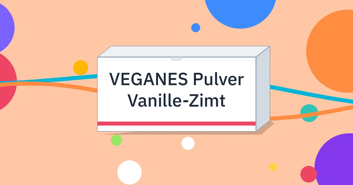 Symbolbild: Packung mit der Aufschrift VEGANES Pulver Vanille-Zimt (PZN 19150699) – Verfügbarkeit und Bezug in Apotheken in Frankfurt am Main