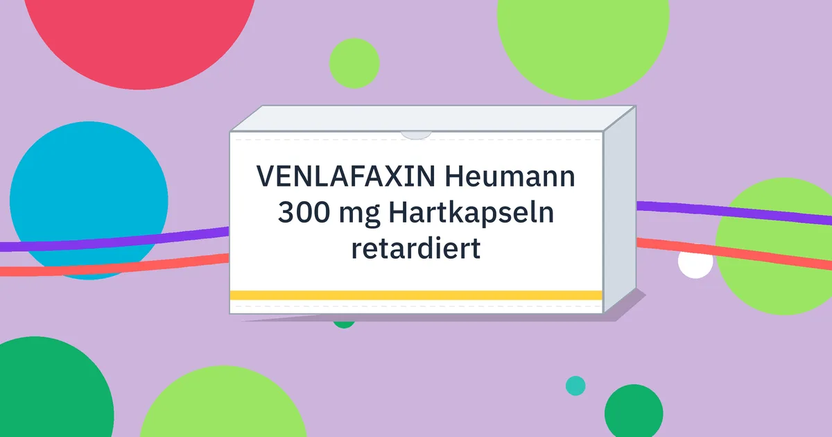 Symbolbild: Packung mit der Aufschrift VENLAFAXIN Heumann 300 mg Hartkapseln retardiert (PZN 18456195) – Verfügbarkeit und Bezug in Apotheken in Frankfurt am Main