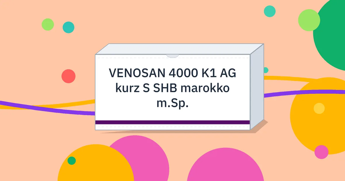 Symbolbild: Packung mit der Aufschrift VENOSAN 4000 K1 AG kurz S SHB marokko m.Sp. (PZN 14425335) – Verfügbarkeit und Bezug in Apotheken in Frankfurt am Main
