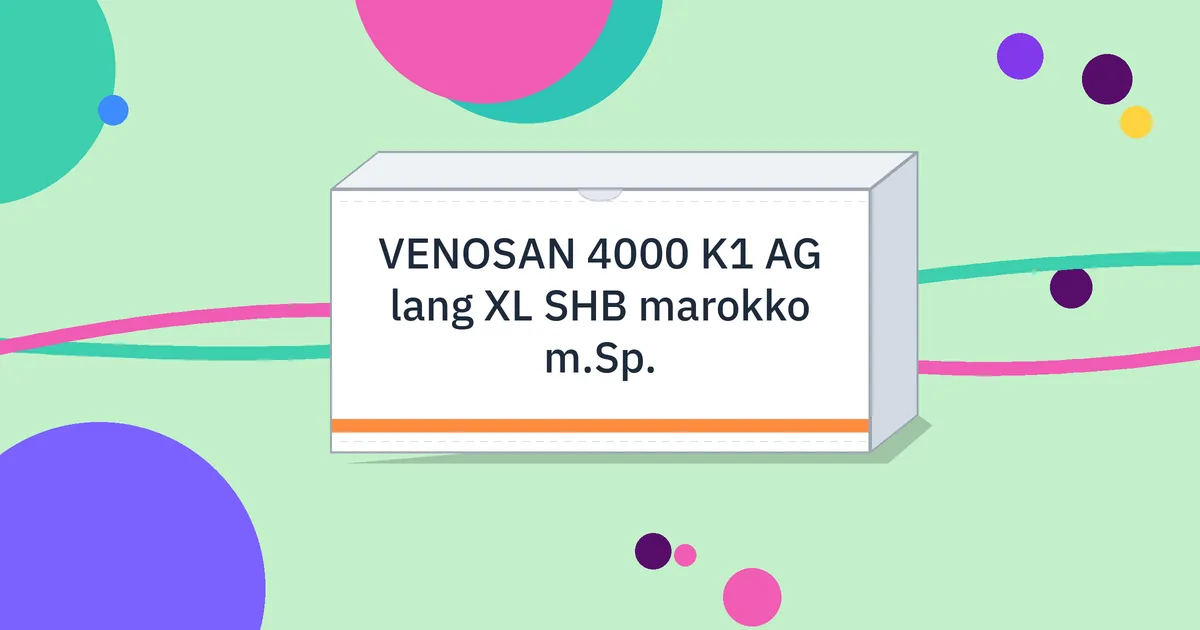 Symbolbild: Packung mit der Aufschrift VENOSAN 4000 K1 AG lang XL SHB marokko m.Sp. (PZN 14425246) – Verfügbarkeit und Bezug in Apotheken in Frankfurt am Main