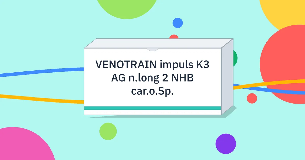 Symbolbild: Packung mit der Aufschrift VENOTRAIN impuls K3 AG n.long 2 NHB car.o.Sp. (PZN 08422137) – Verfügbarkeit und Bezug in Apotheken in Frankfurt am Main