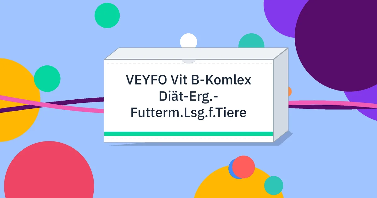 Symbolbild: Packung mit der Aufschrift VEYFO Vit B-Komlex Diät-Erg.-Futterm.Lsg.f.Tiere (PZN 18378638) – Verfügbarkeit und Bezug in Apotheken in Frankfurt am Main