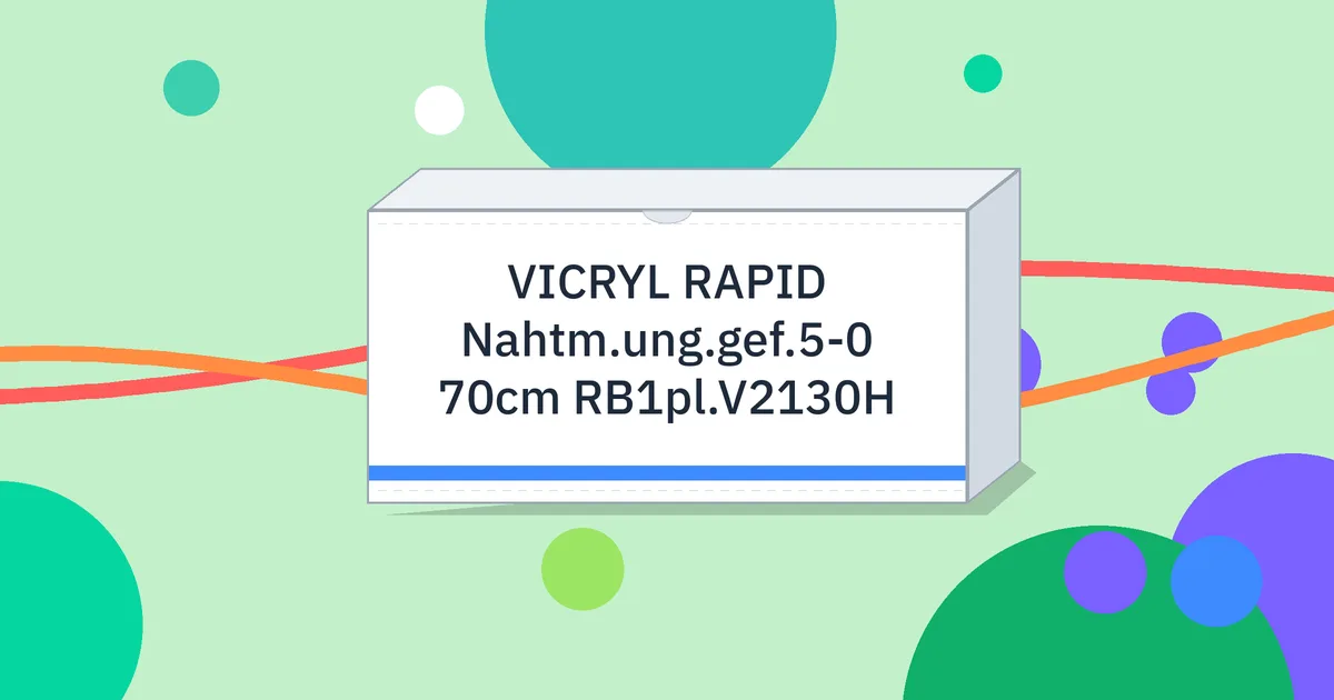 Symbolbild: Packung mit der Aufschrift VICRYL RAPID Nahtm.ung.gef.5-0 70cm RB1pl.V2130H (PZN 16798230) – Verfügbarkeit und Bezug in Apotheken in Frankfurt am Main