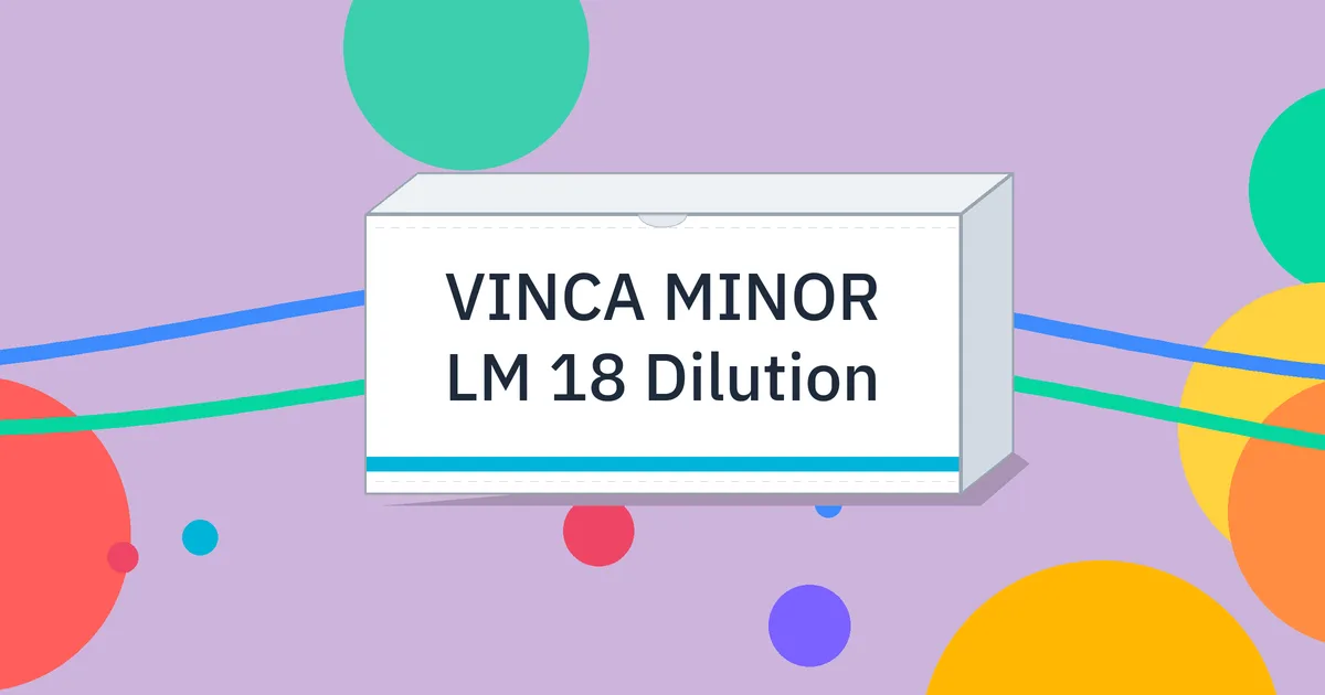 Symbolbild: Packung mit der Aufschrift VINCA MINOR LM 18 Dilution (PZN 13273745) – Verfügbarkeit und Bezug in Apotheken in Frankfurt am Main