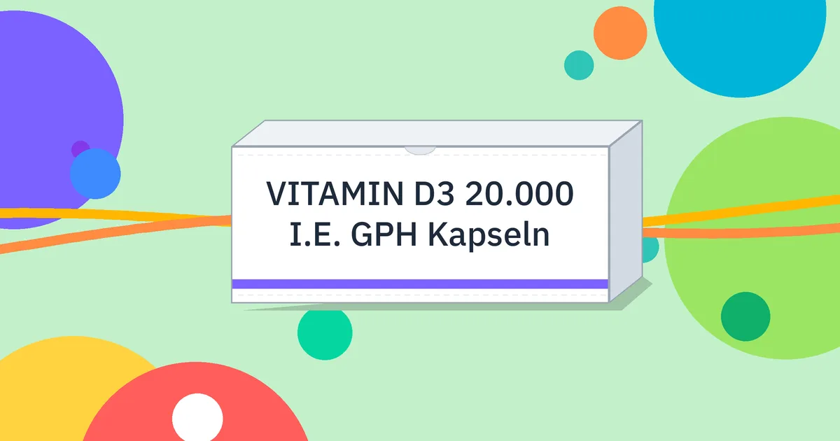 Symbolbild: Packung mit der Aufschrift VITAMIN D3 20.000 I.E. GPH Kapseln (PZN 14202003) – Verfügbarkeit und Bezug in Apotheken in Frankfurt am Main