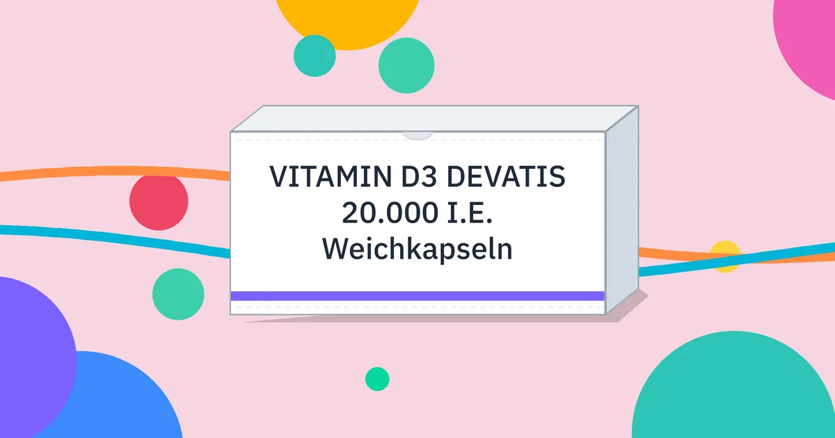 Symbolbild: Packung mit der Aufschrift VITAMIN D3 DEVATIS 20.000 I.E. Weichkapseln (PZN 20348449) – Verfügbarkeit und Bezug in Apotheken in Frankfurt am Main
