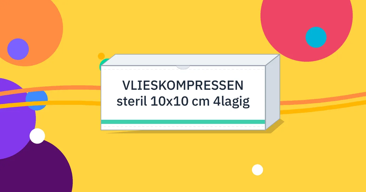 Symbolbild: Packung mit der Aufschrift VLIESKOMPRESSEN steril 10x10 cm 4lagig (PZN 17549463) – Verfügbarkeit und Bezug in Apotheken in Frankfurt am Main